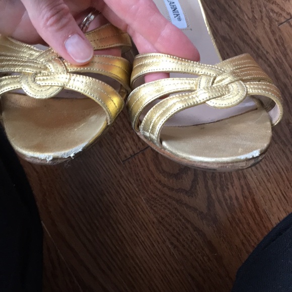 Manolo Blahnik | Shoes | Manolo Blahnik Gold Shoe | Poshmark